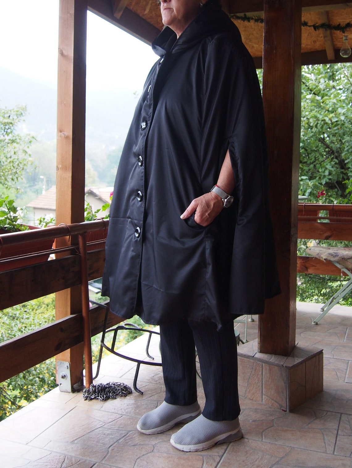 Loose Rain Poncho Hooded Rain Cape Women Raincoat Plus Size - Etsy