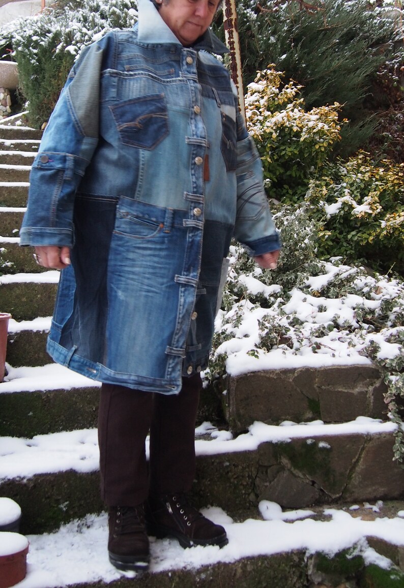 Unique Denim Coat Patches Ripped Denim Cape Patchwork Jeans - Etsy
