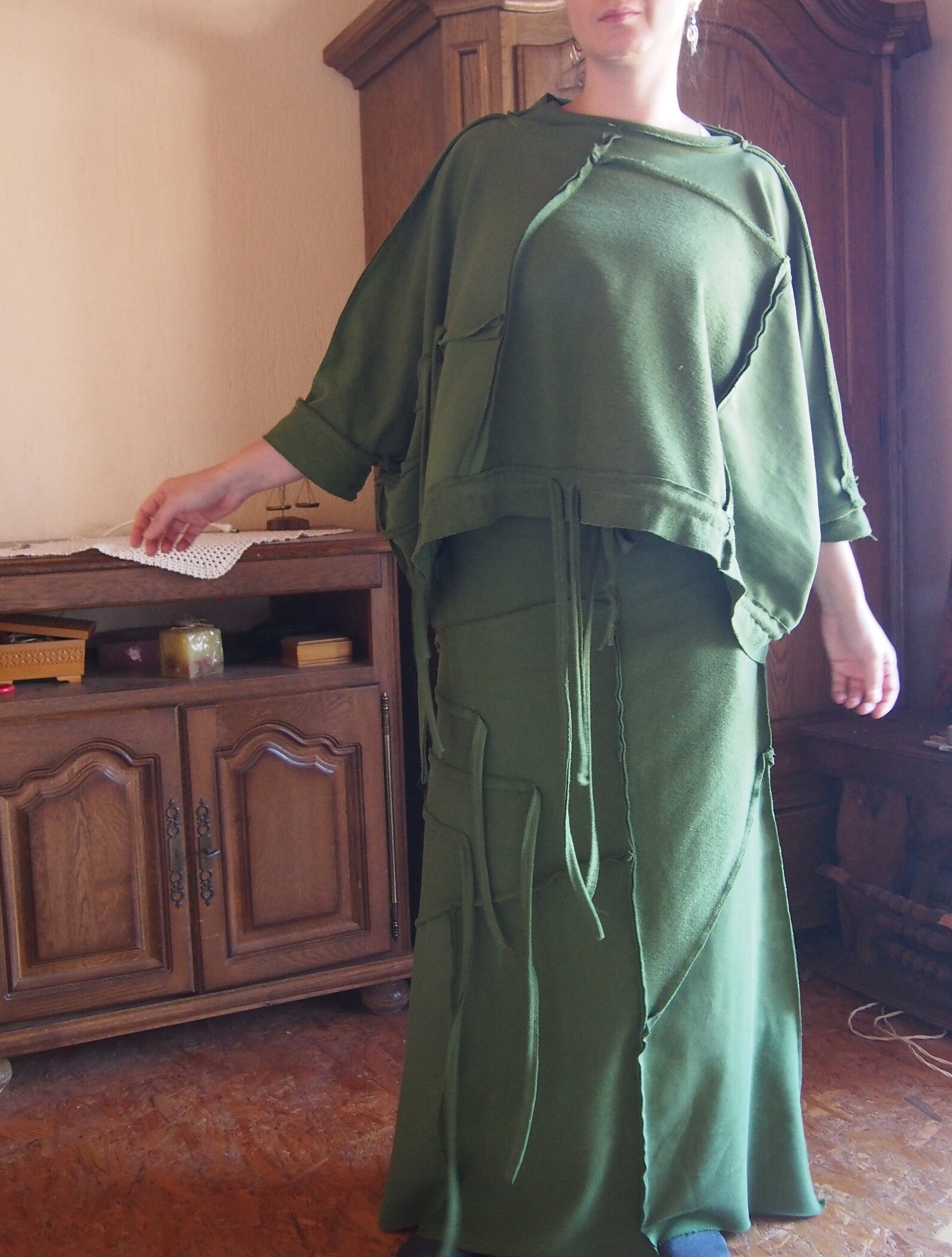 Green Maxi Set Top and Skirt Set Avant Garde Set for Women | Etsy