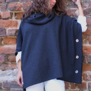 Ultra Comfortable Warm Knitted Poncho With Side Buttons & Nara PPL002 ...