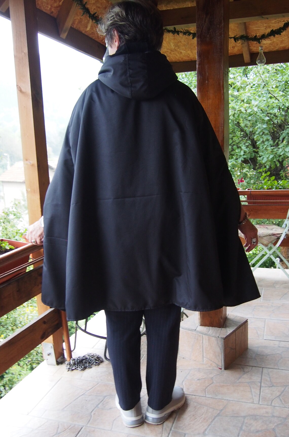 Loose Rain Poncho Hooded Rain Cape Women Raincoat Plus Size - Etsy