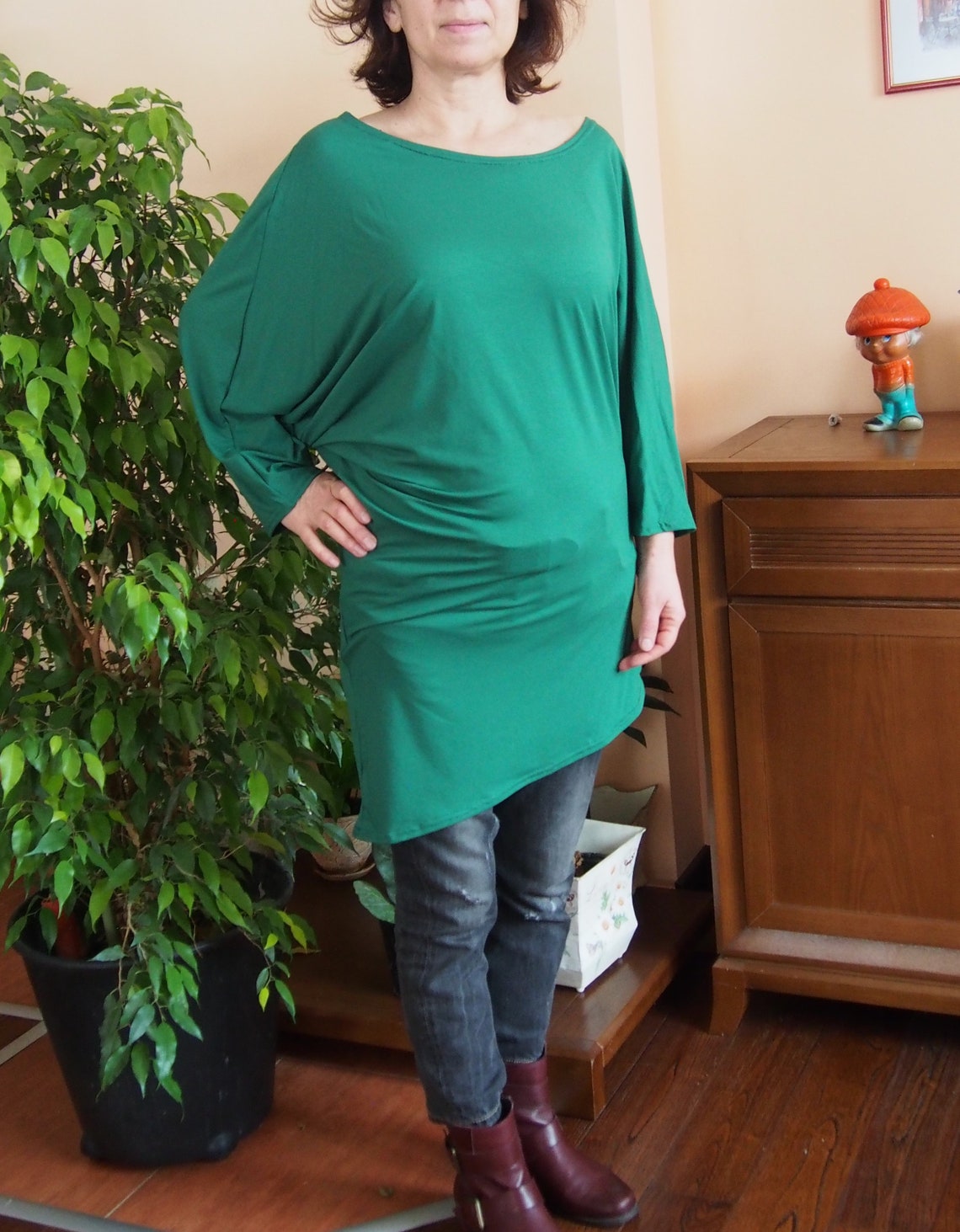 Women Green Tunictunic Dress Asymmetrical Tunic Loose Tunic - Etsy