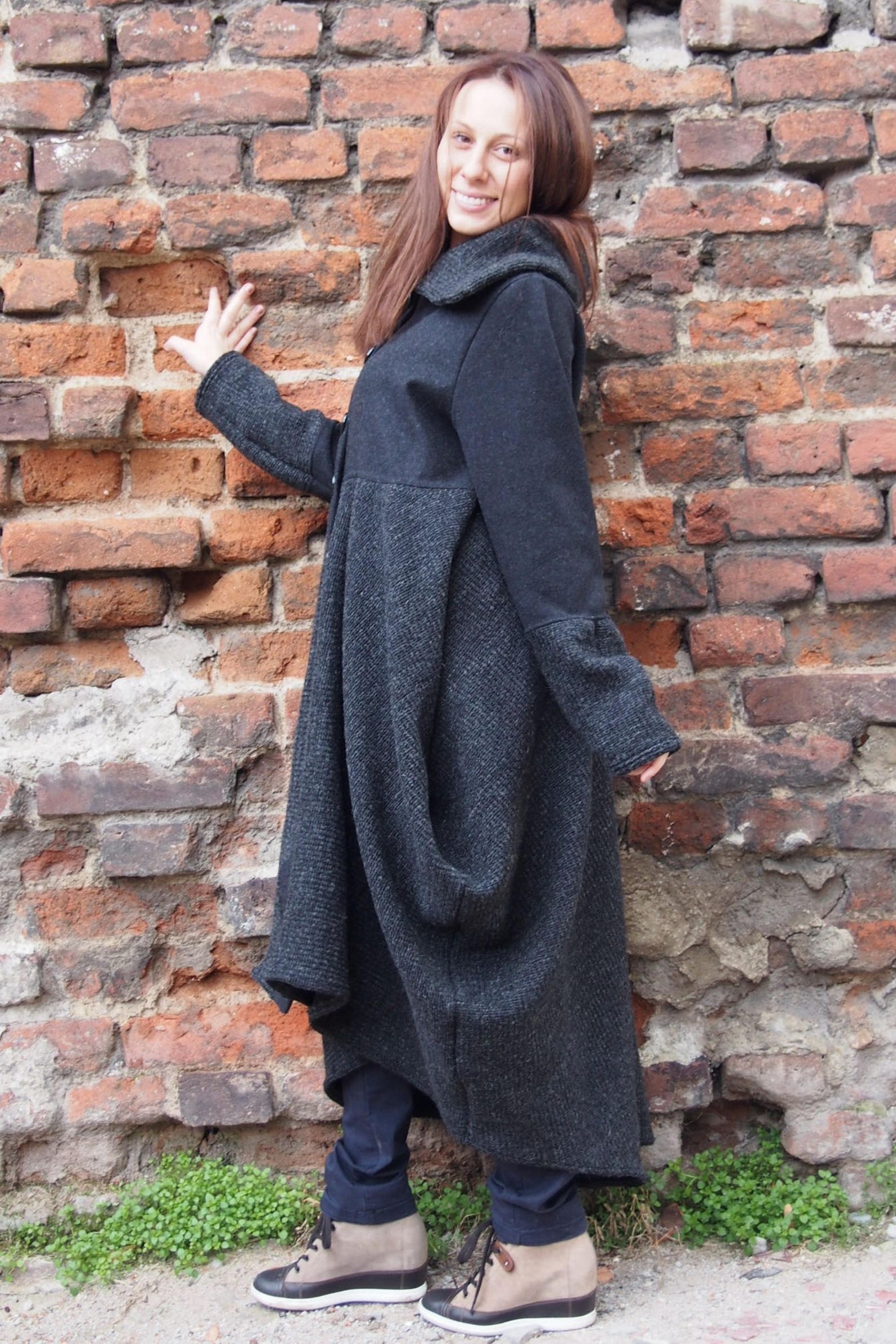 Woman Wool Coat Asymmetric Coat Extravagant Coat Wool | Etsy