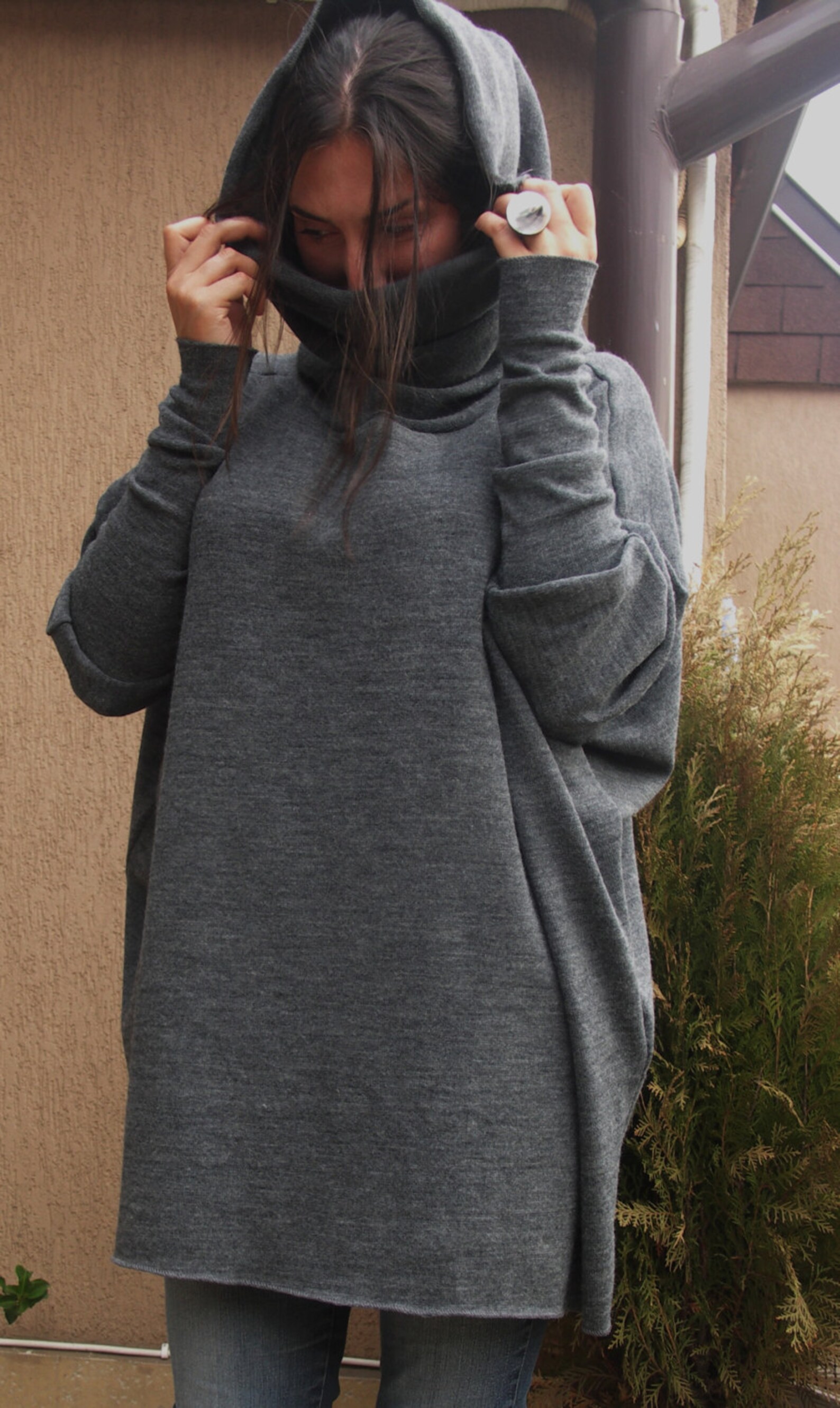 Over-sized Tunic Long Sleeve Knitted Cotton Tunic Turtle Neck - Etsy