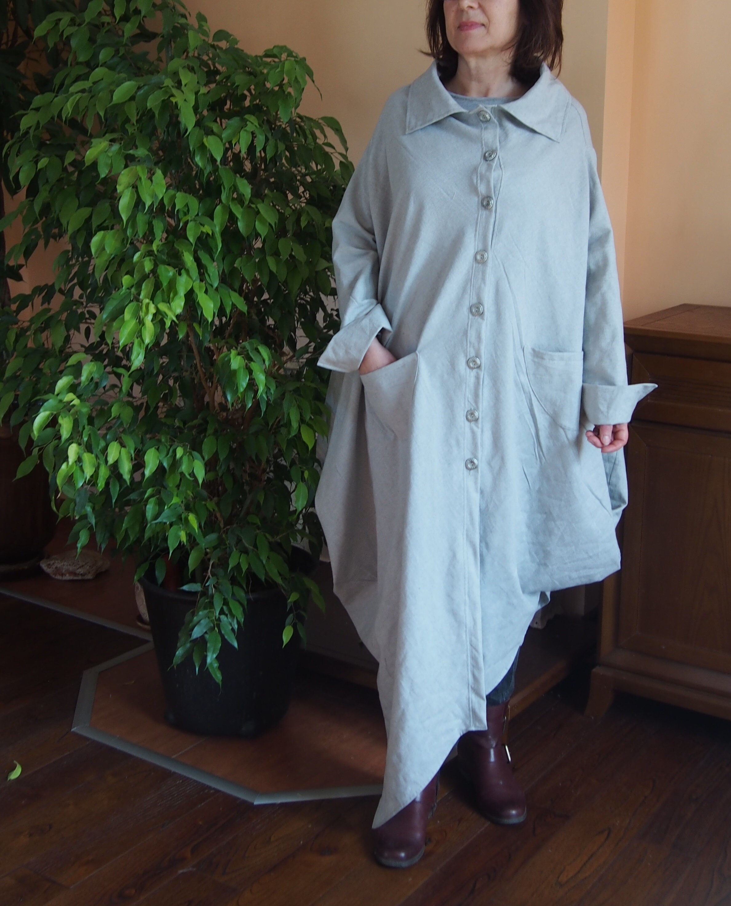 Buy Loose Linen Cloak Asymmetrical Cloak Coat Long Linen Duster Online ...