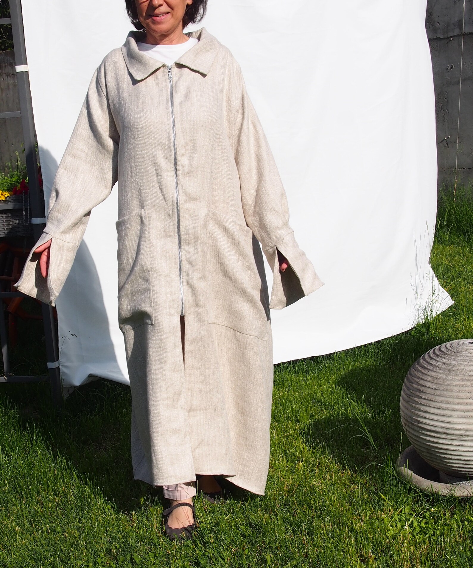 Loose Linen Cloak, Linen Long Coat, Long Linen Duster, Linen Tunic ...