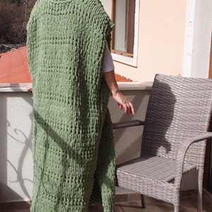 Long Chunky Knit Vest. Oversized Kniti Cardigan. Giant Knitting ...
