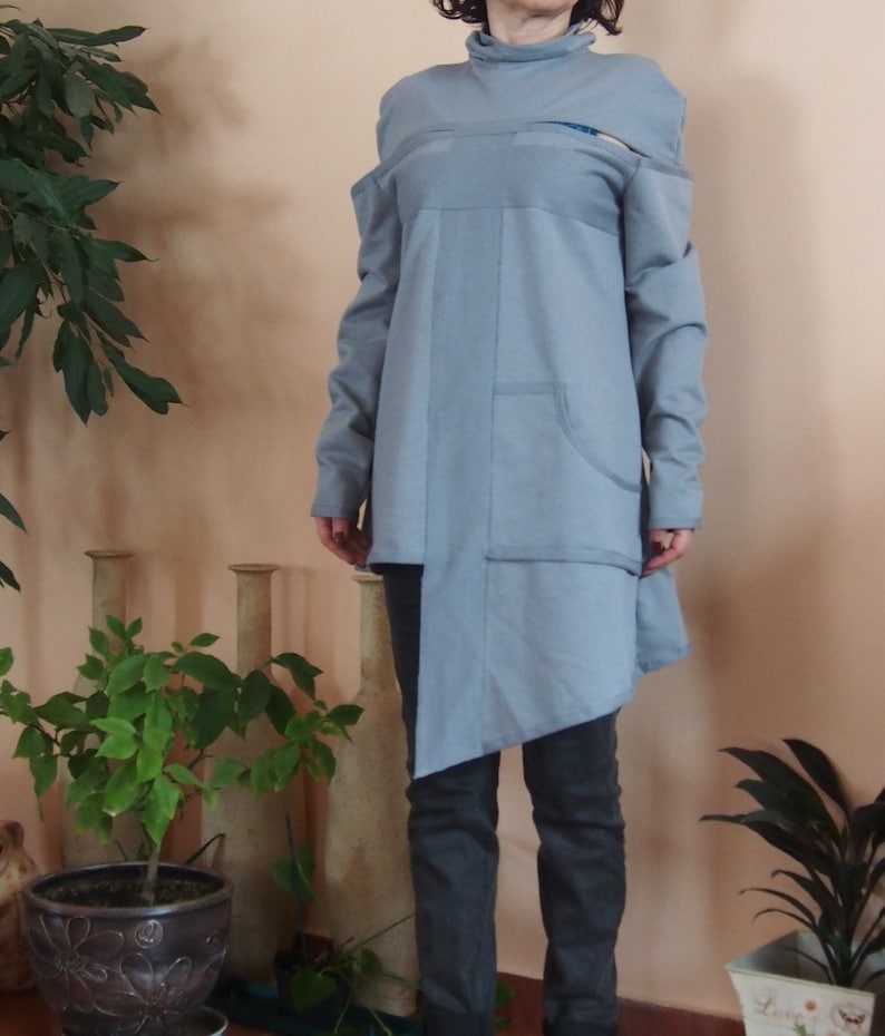 Extravagant Asymmetric Cotton Tunic With Slits on the Shoulders& Nara ...