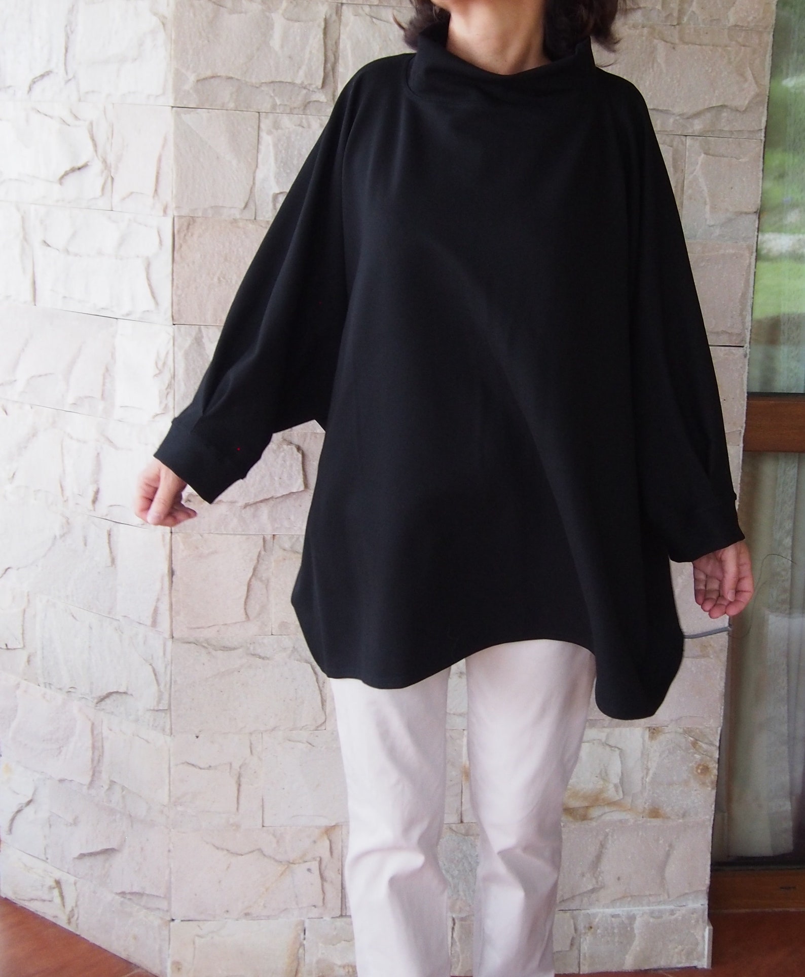 Over-sized Long Sleeve Tunic Quality Cotton Tunic With Polo - Etsy