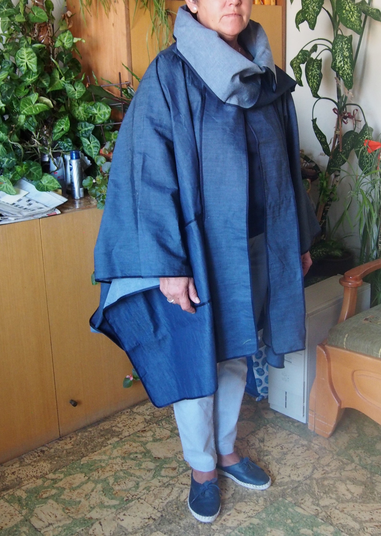 Denim Autumn Poncho / Asymmetric Extravagant Poncho / Womens - Etsy