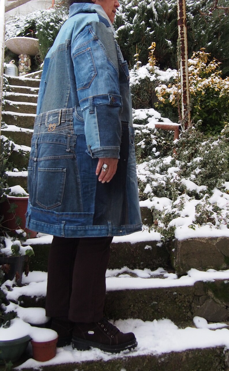 Unique Denim Coat Patches Ripped Denim Cape Patchwork Jeans - Etsy