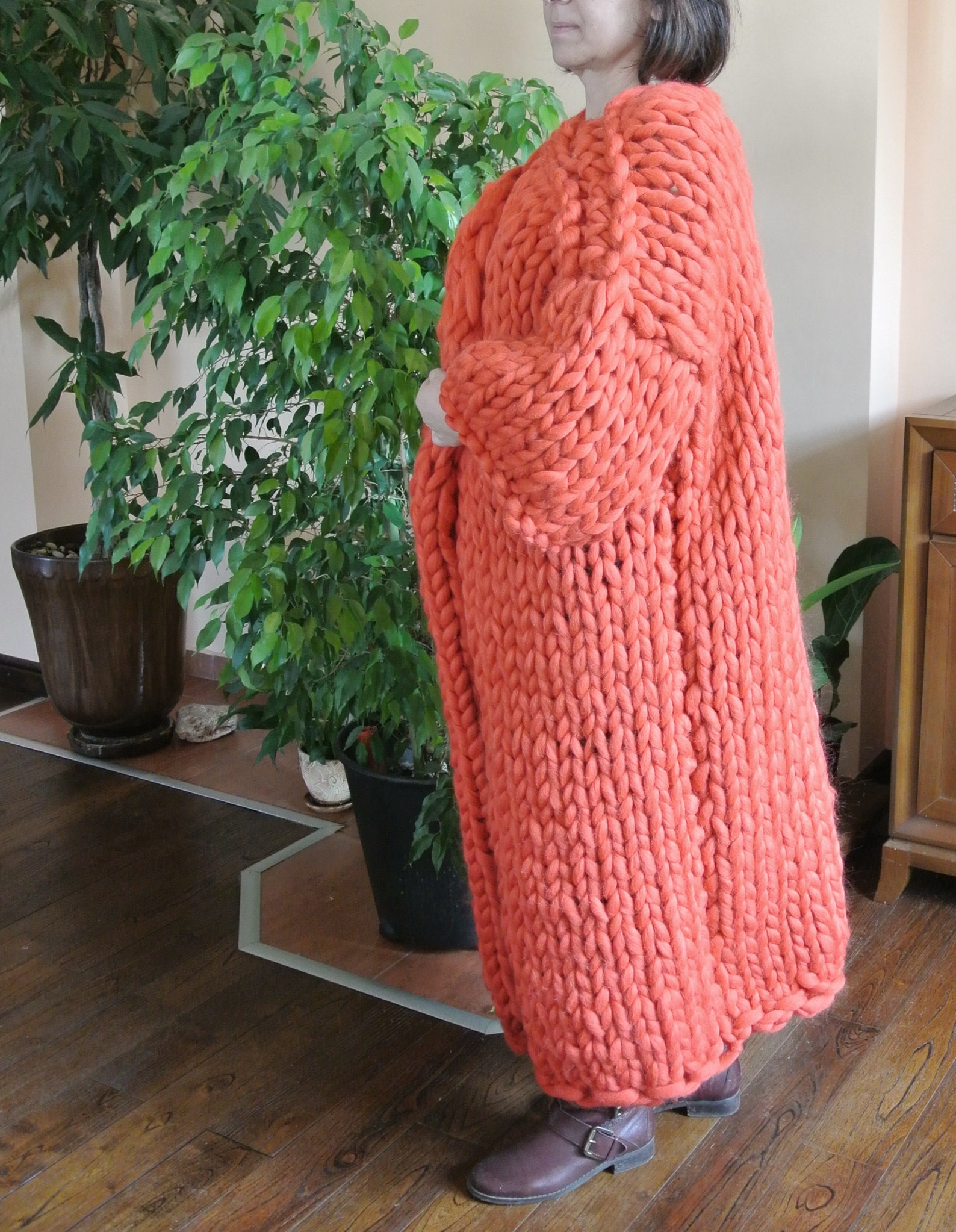 Long Chunky Cardigan, Oversized Knit Cardigan, Maxi Wool Cardigan ...