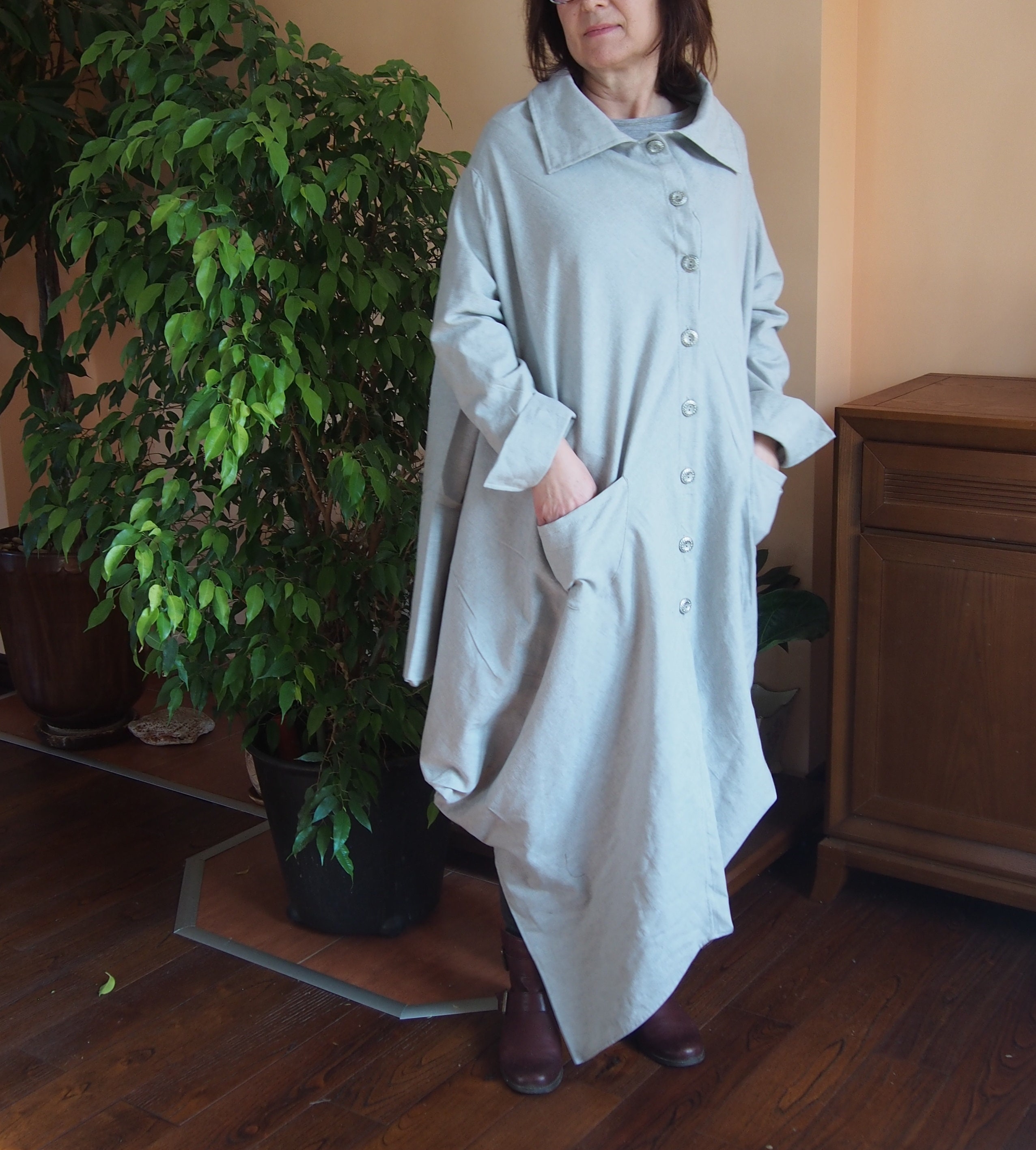 Buy Loose Linen Cloak Asymmetrical Cloak Coat Long Linen Duster Online ...