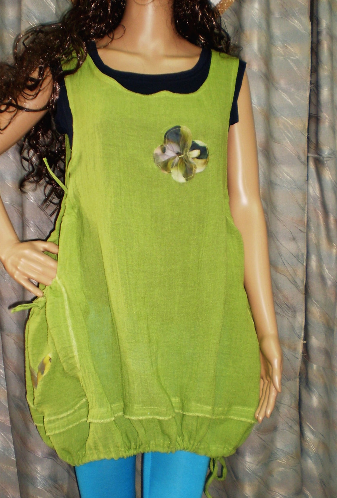 Oversized Linen Tunic Super Cute Short Tunic With a Flower & Nara LT009 ...
