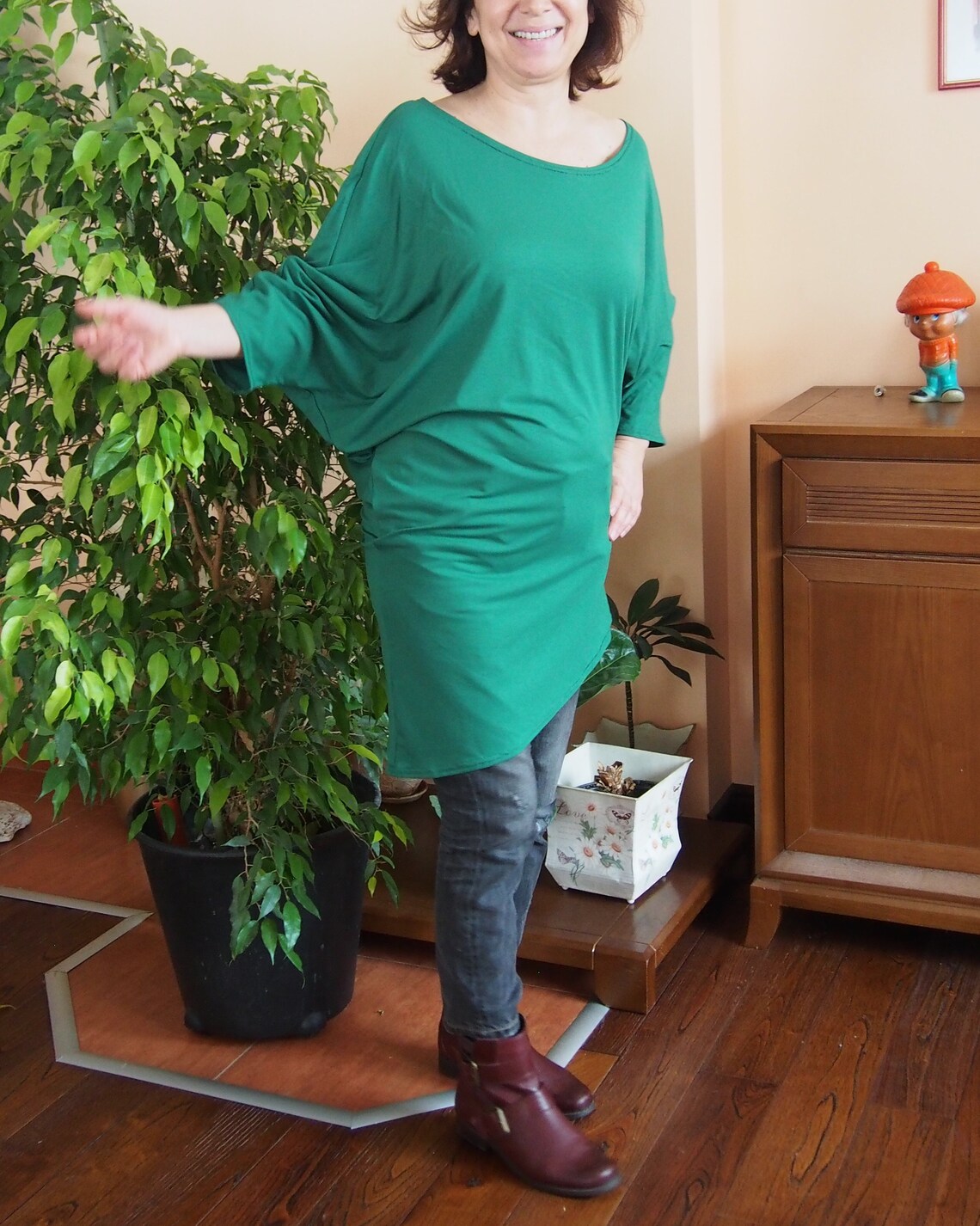 Women Green Tunictunic Dress Asymmetrical Tunic Loose Tunic - Etsy