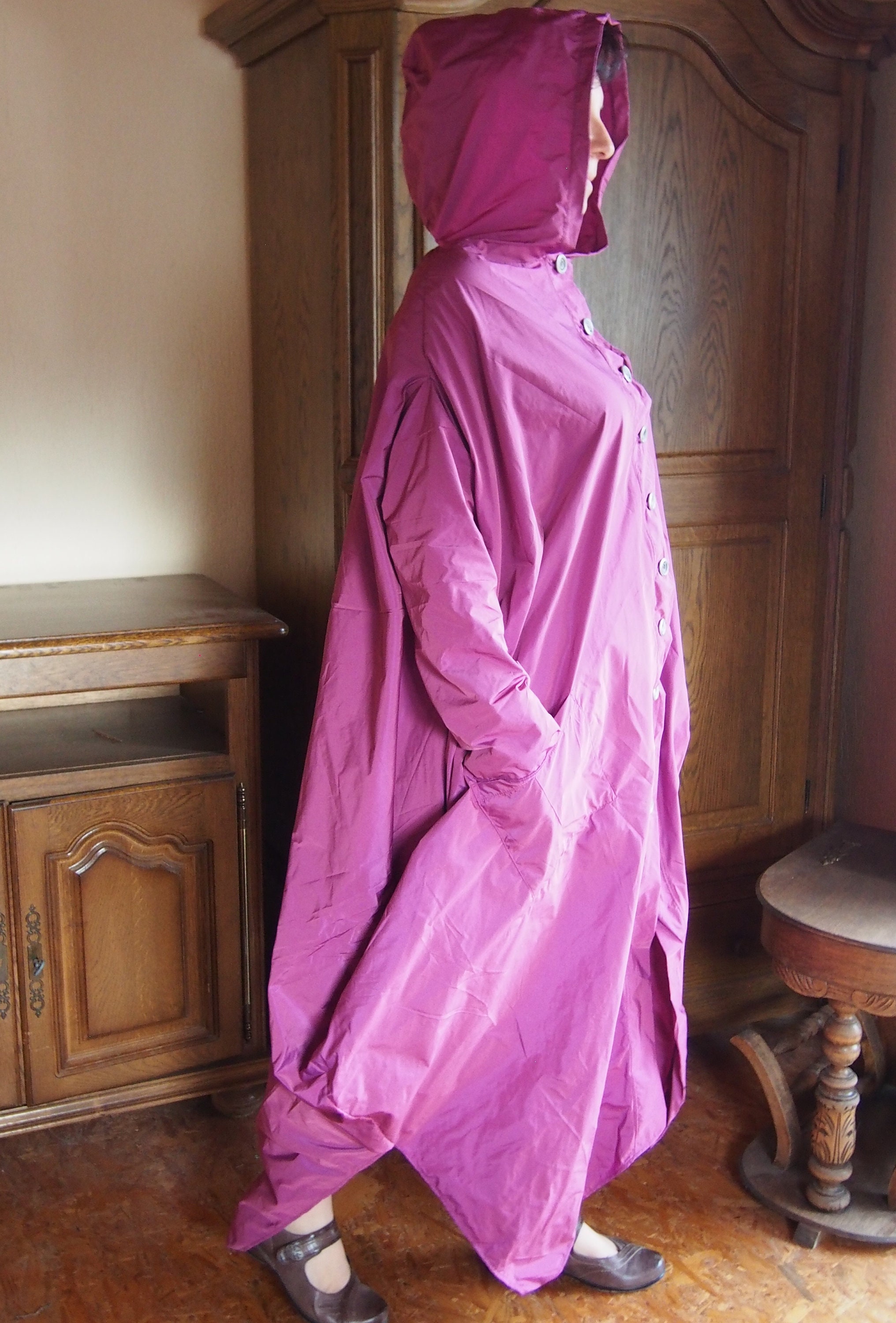 Long Loose Raincoat Women Waterproof Cloak Purple - Etsy UK