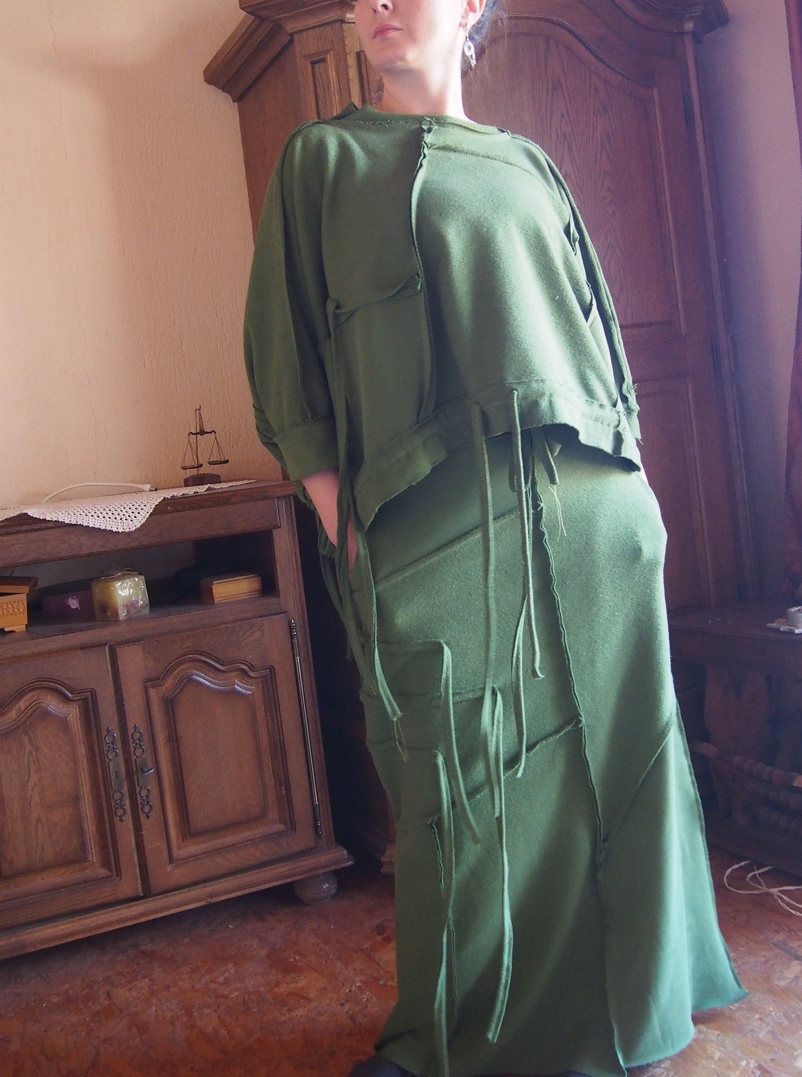 Green Maxi Set Top and Skirt Set Avant Garde Set for Women | Etsy