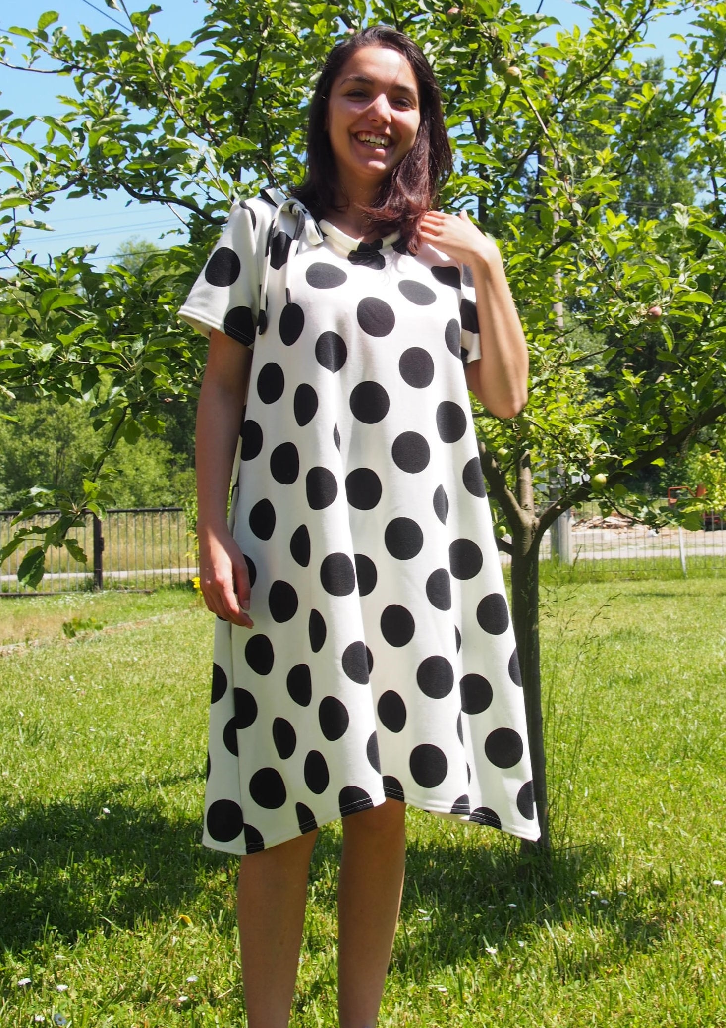 Over-sized Long Tunic Punctate Jersey Tunic Midi Dress Plus Sizes Tunic ...