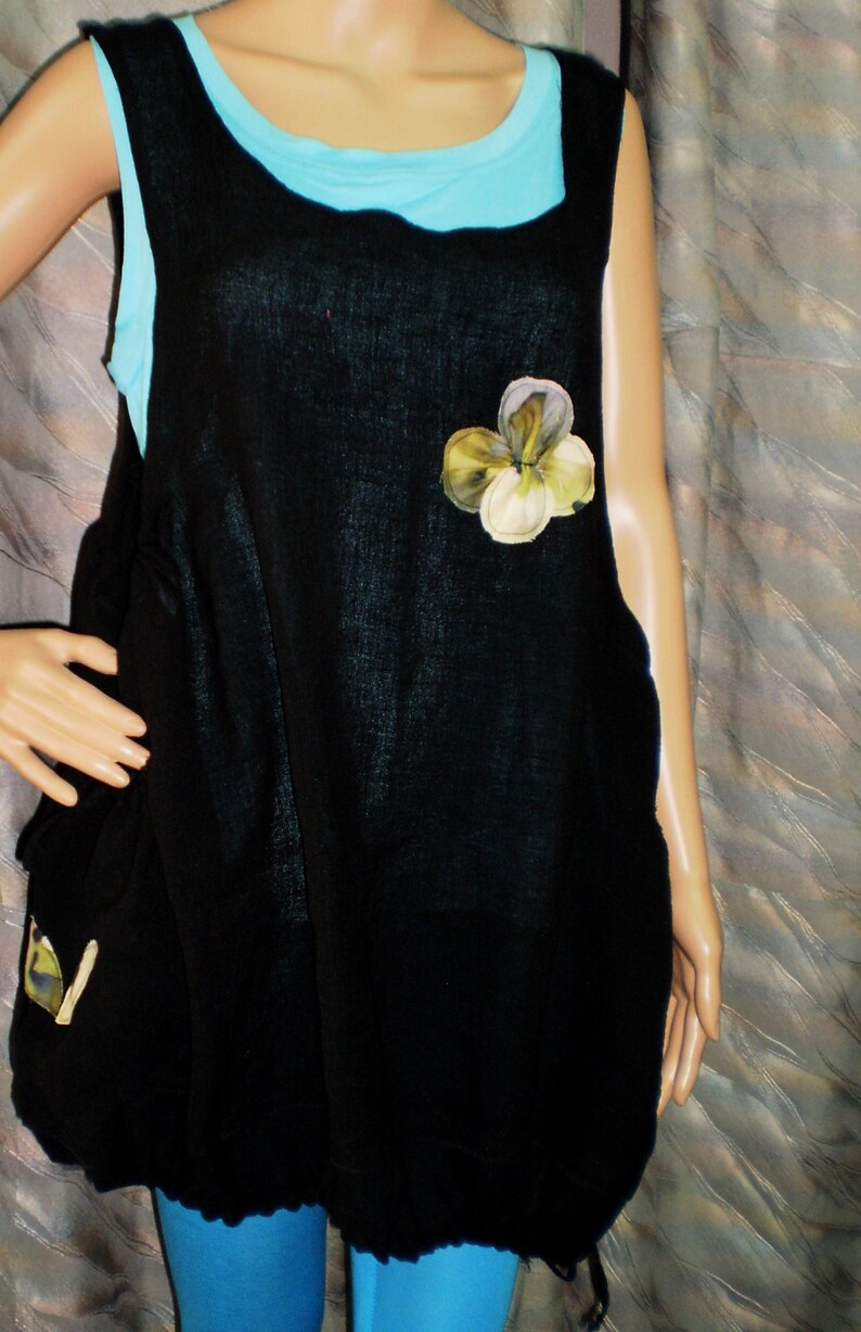 Oversized Linen Tunic Super Cute Short Tunic With a Flower & Nara LT009 ...