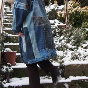 Unique Denim Coat Patches, Ripped Denim Cape, Patchwork Jeans Coat Nara ...