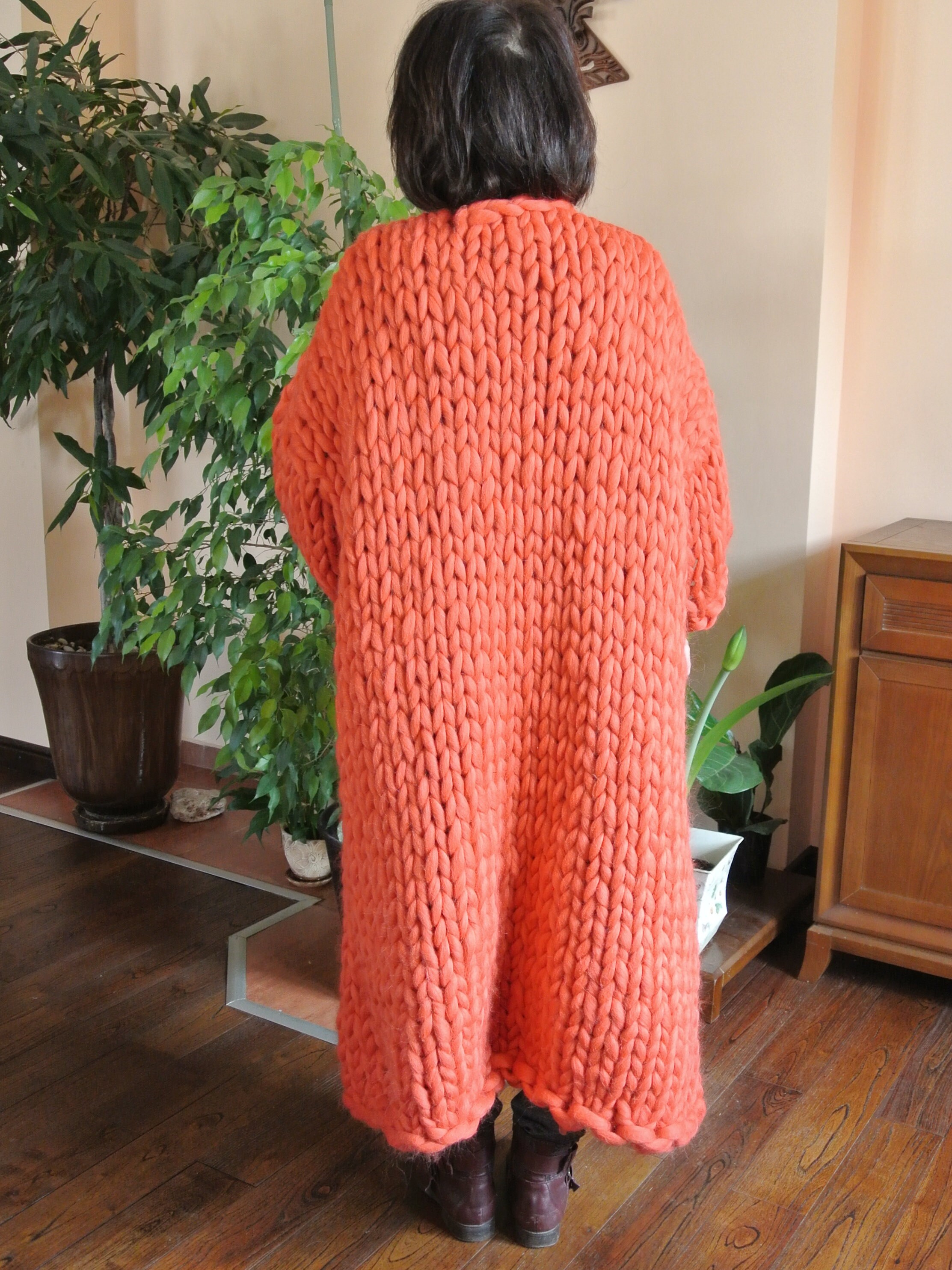 Long Chunky Cardigan, Oversized Knit Cardigan, Maxi Wool Cardigan ...