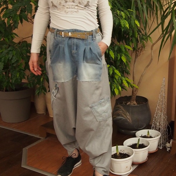 Denim Harem Pants - Etsy