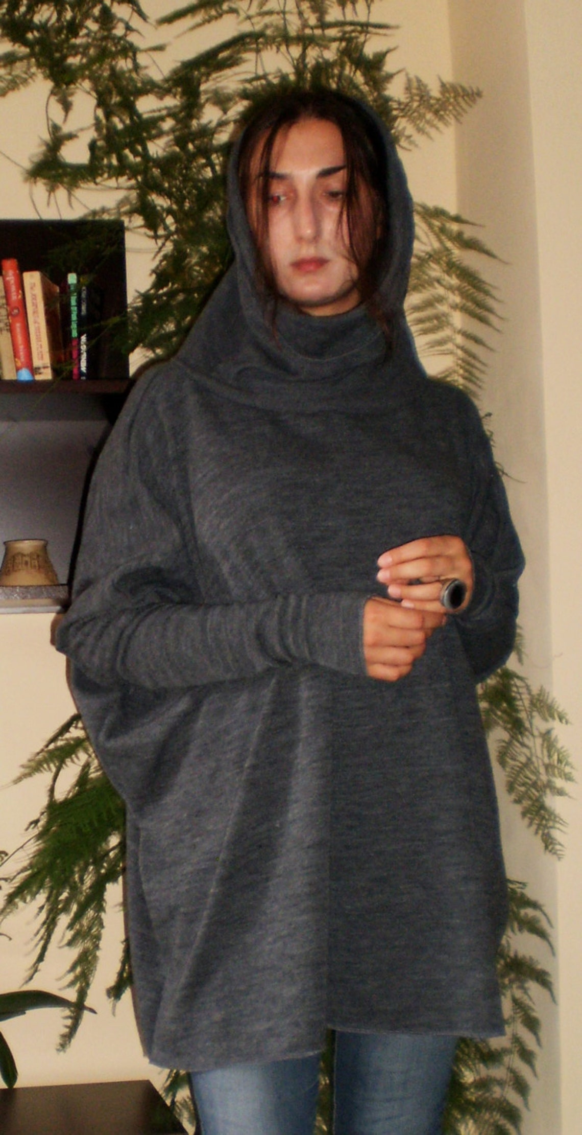 Over-sized Tunic Long Sleeve Knitted Cotton Tunic Turtle Neck | Etsy