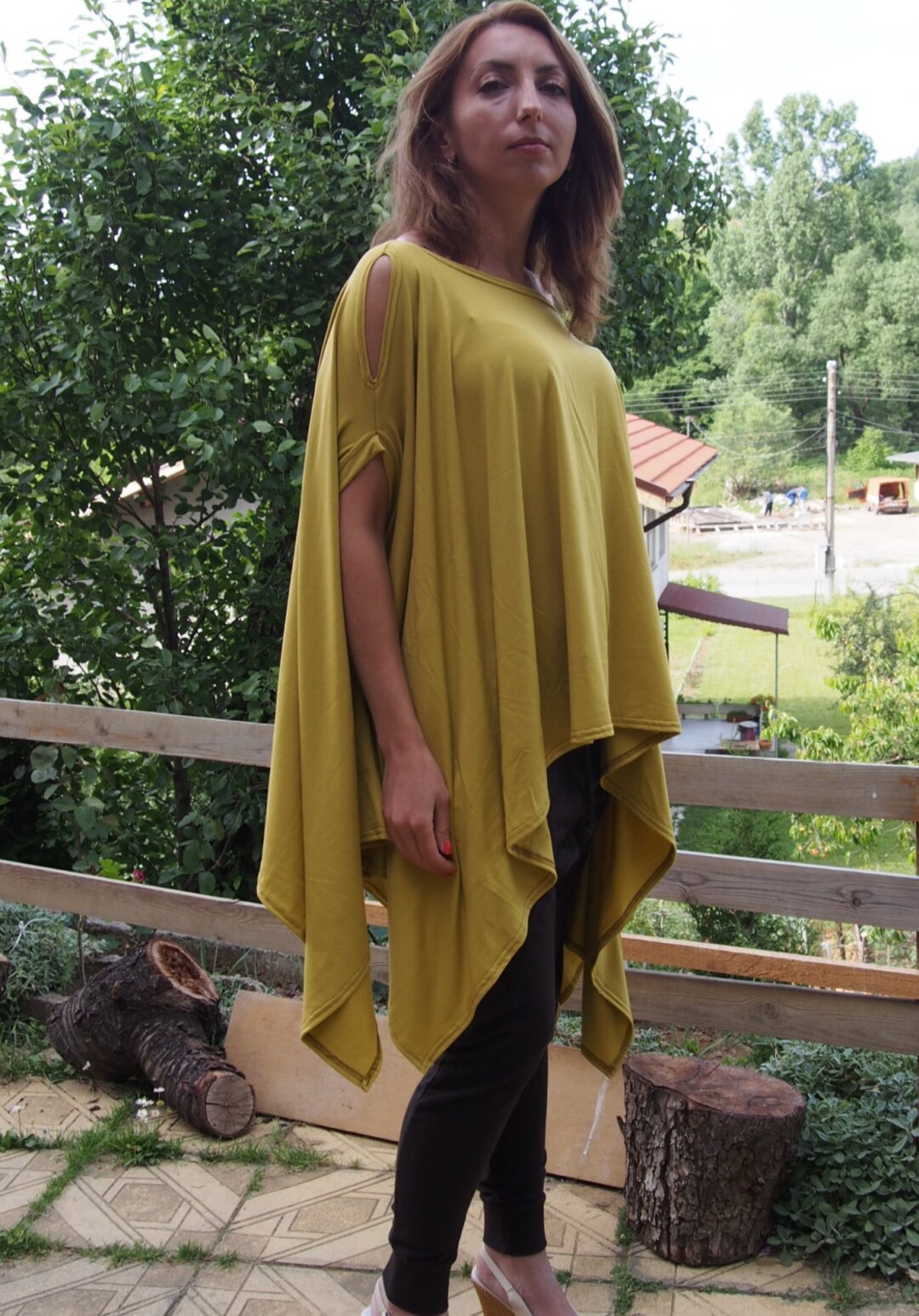 Asymmetric Over-sized Tunic Short Sleeve Jersey Tunic Top & Nara TT013 ...