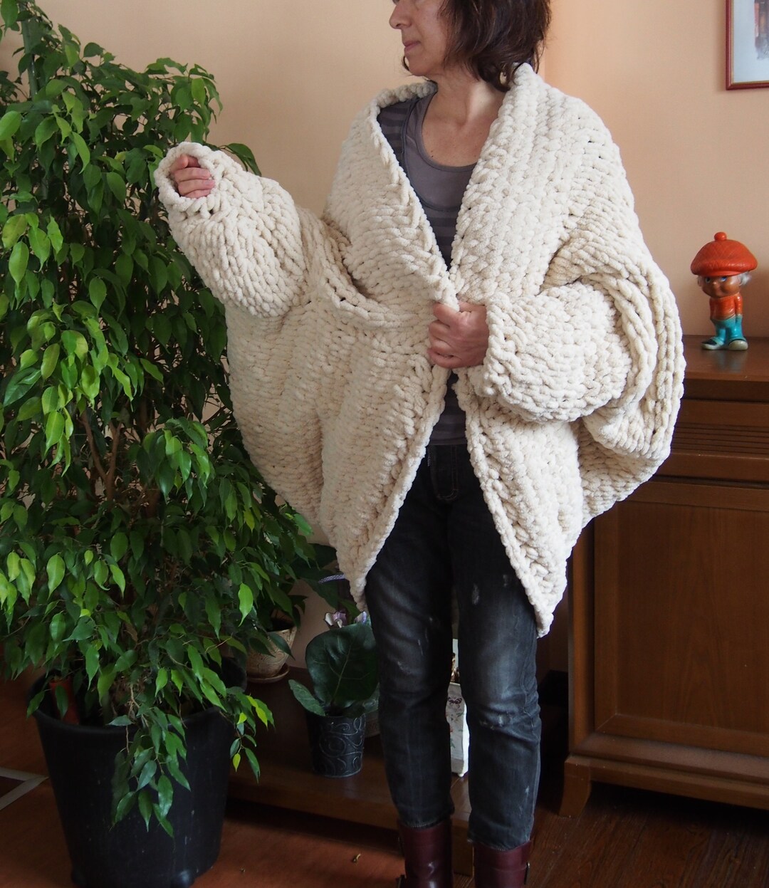 Chunky Knit Cardigan, Oversize Cardigan for Women, Plus Size Clothing ...