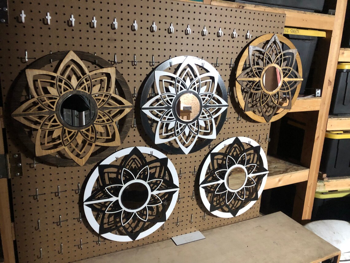 Wood Laser Cut Sign 17 Inch Round With 5 Mirror | Etsy