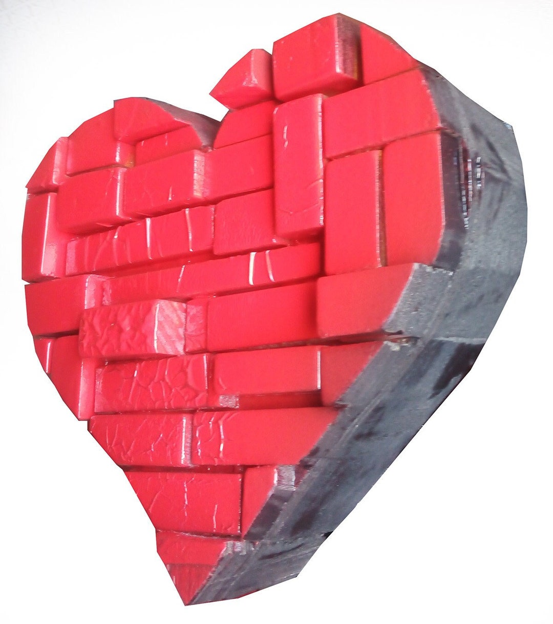 Heart Block, Wood Block Heart, Spray Paint, Oil Paint, Wood, Painting ...