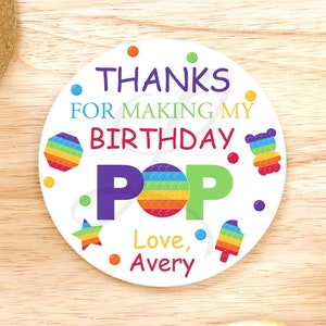 Personalized Pop It Birthday Sticker, Custom Pop It Birthday Label ...