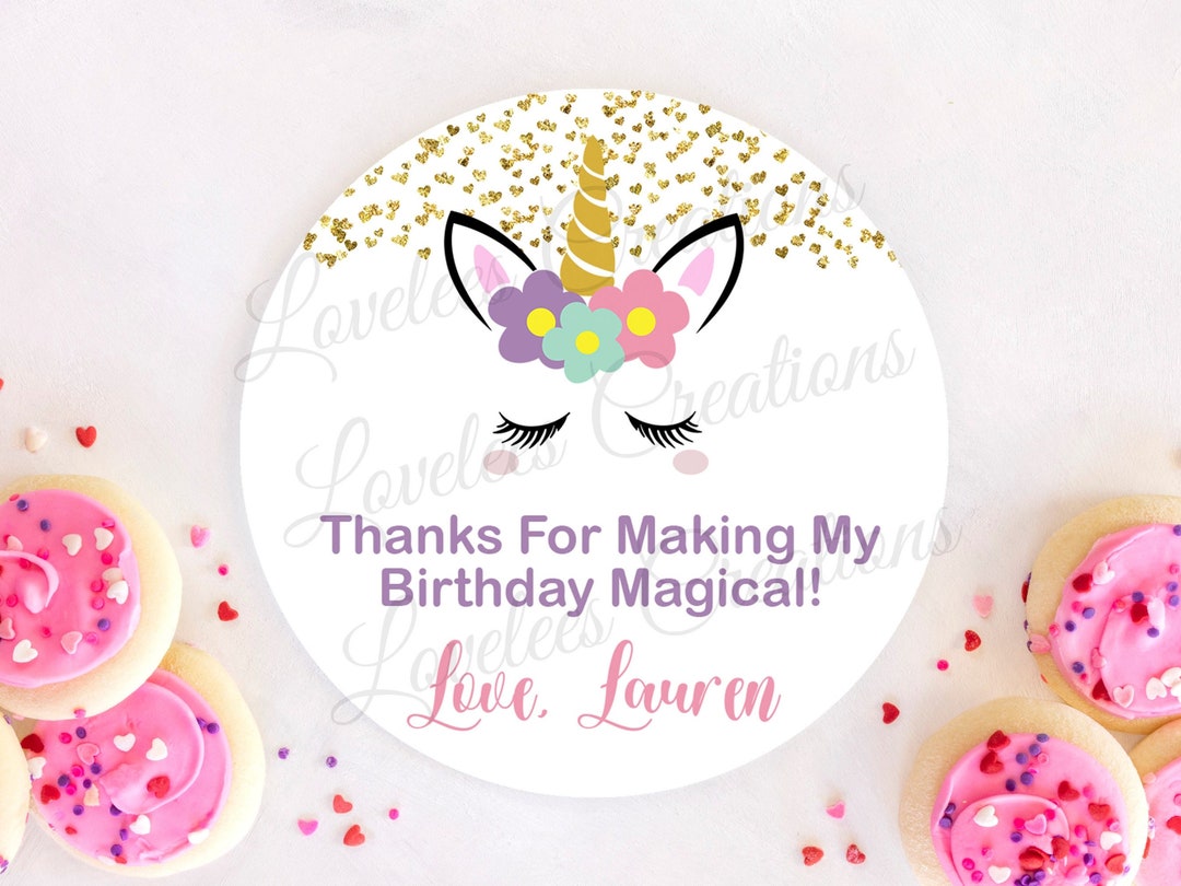 Personalized Unicorn Sticker, Custom Unicorn Birthday Label, Birthday ...