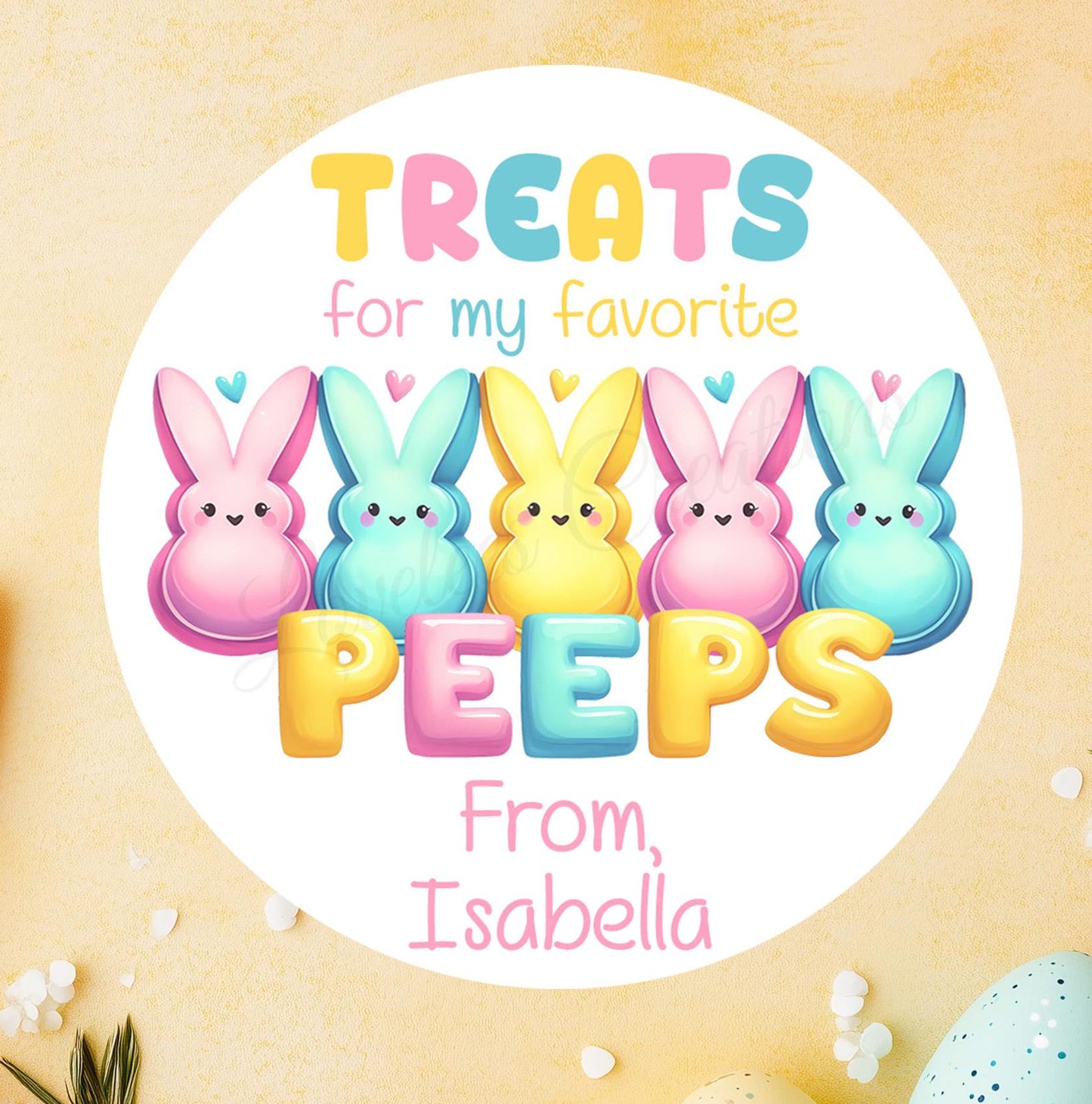 Treats for My Peeps Easter Stickers, Personalized Peeps Easter Labels ...