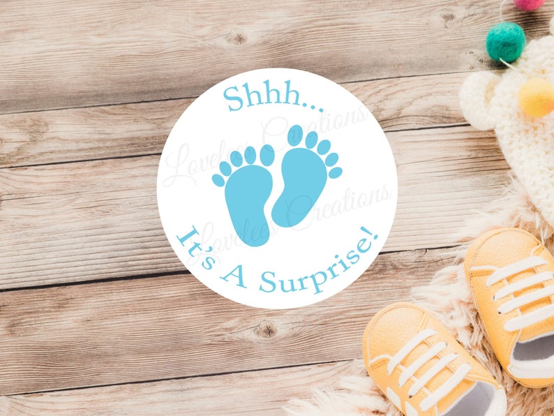 Shhh It's a Surprise Baby Shower Sticker Surprise Boy - Etsy