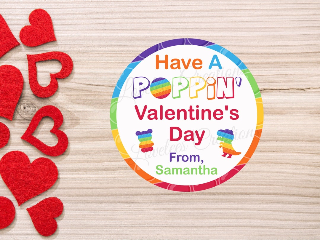 Pop It Valentine's Day Sticker, Have a Poppin' Valentine's Day Label ...