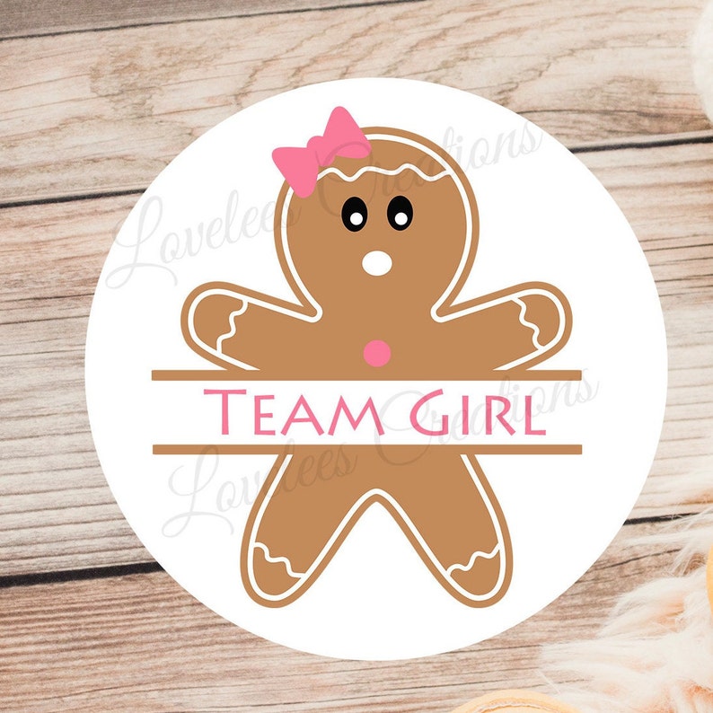 Team Boy and Team Girl Gender Reveal Gingerbread Baby Stickers, Pink ...