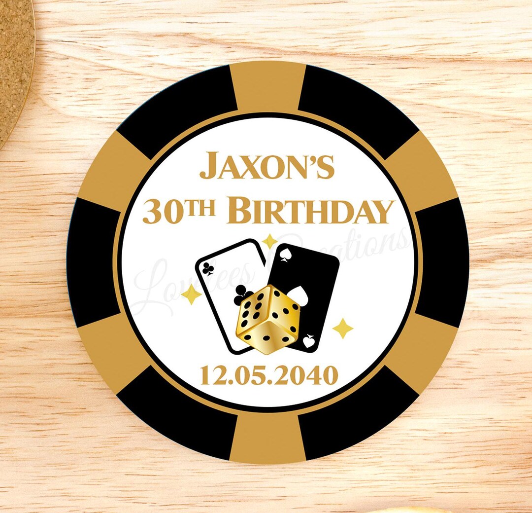 Casino Thank You Stickers | Poker Chip Favor Labels, Las Vegas Party ...
