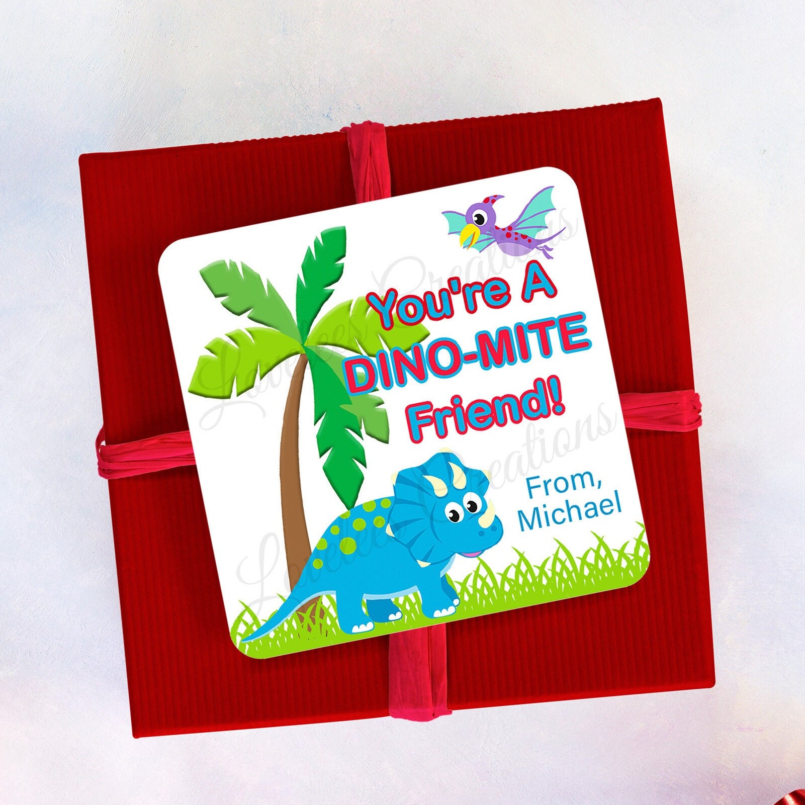 Dinosaur Valentine Stickers | Dino-mite Friend Labels for Treat Bags ...