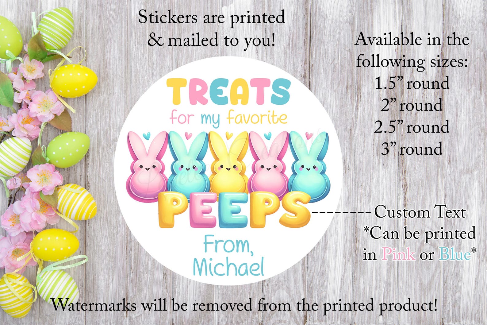 Treats for My Peeps Easter Stickers, Personalized Peeps Easter Labels ...