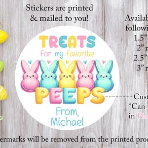 Treats for My Peeps Easter Stickers, Personalized Peeps Easter Labels ...