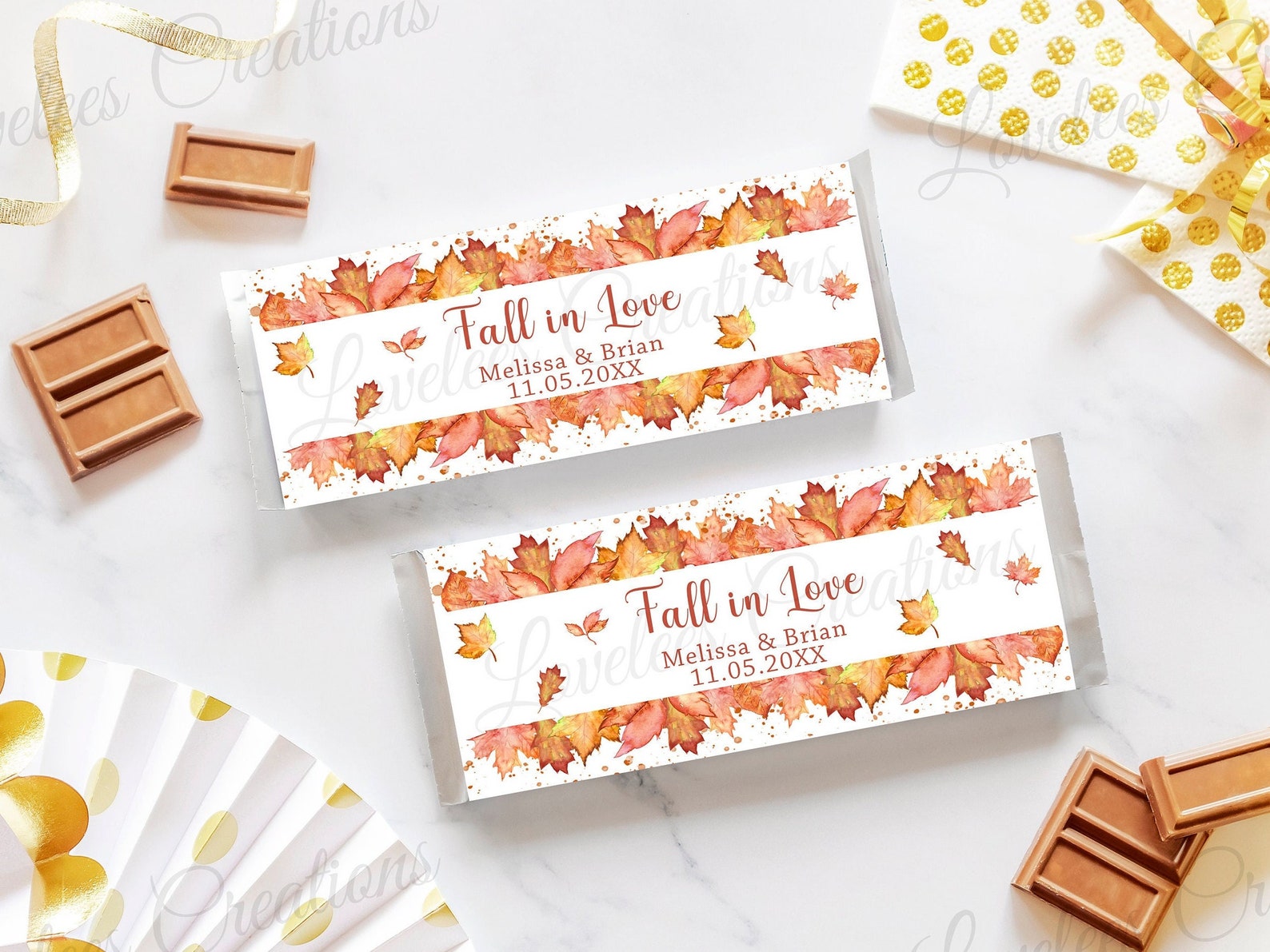 Fall in Love Chocolate Bar Wrapper Fall Wedding Fall - Etsy