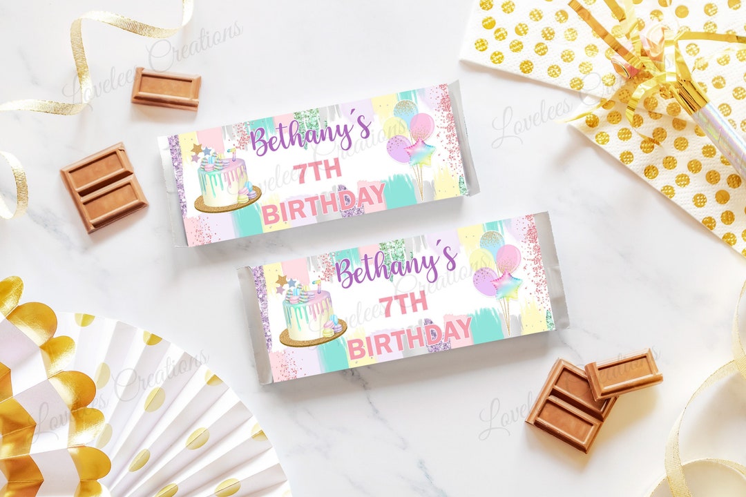 Birthday Chocolate Bar Wrapper - Girl Birthday Party Favor - Birthday ...