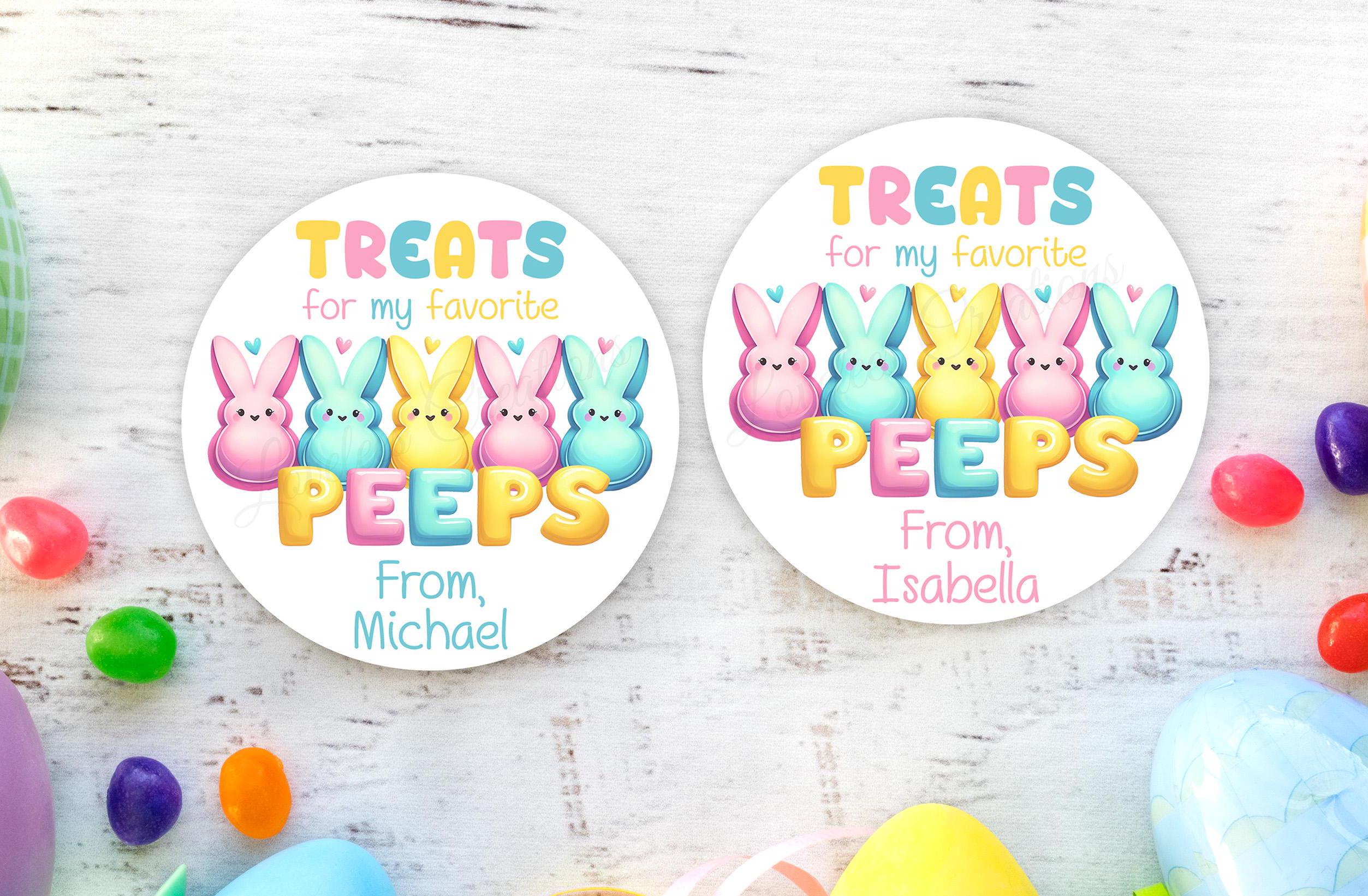Treats for My Peeps Easter Stickers, Personalized Peeps Easter Labels ...