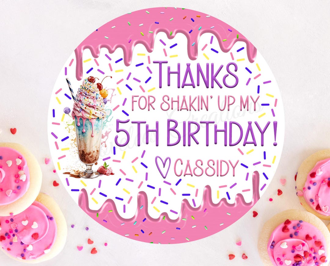 Milkshake Birthday Label, Personalized Milkshake Birthday Sticker ...