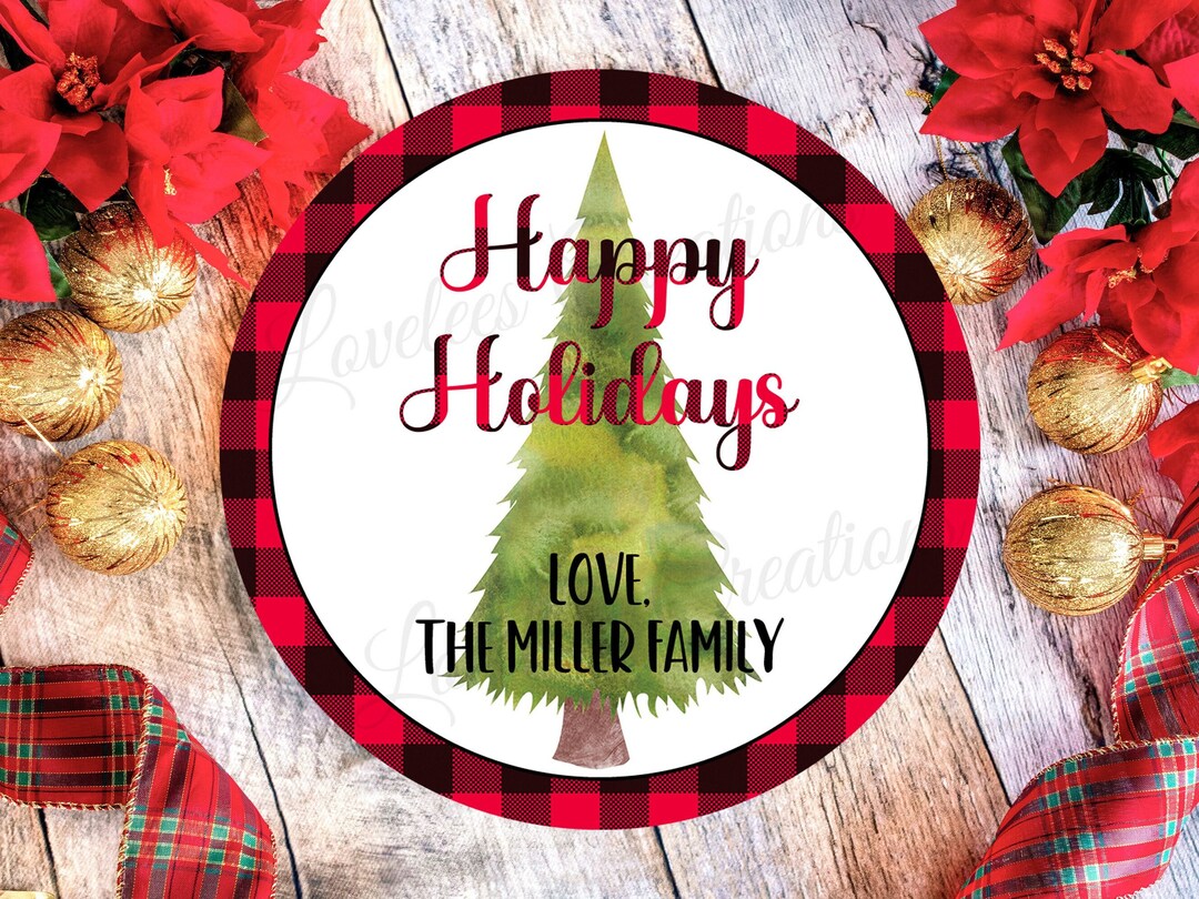 Personalized Happy Holidays Sticker, Custom Merry Christmas Sticker ...