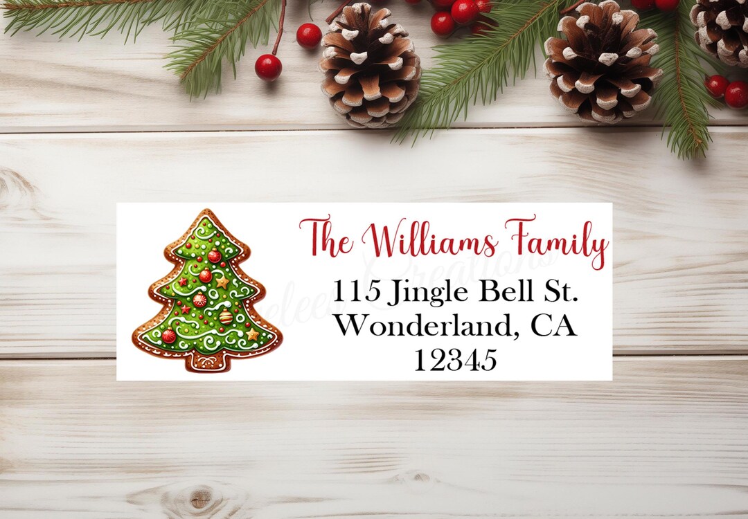 Tree Personalized Christmas Address Label, Custom Holiday Address Label ...