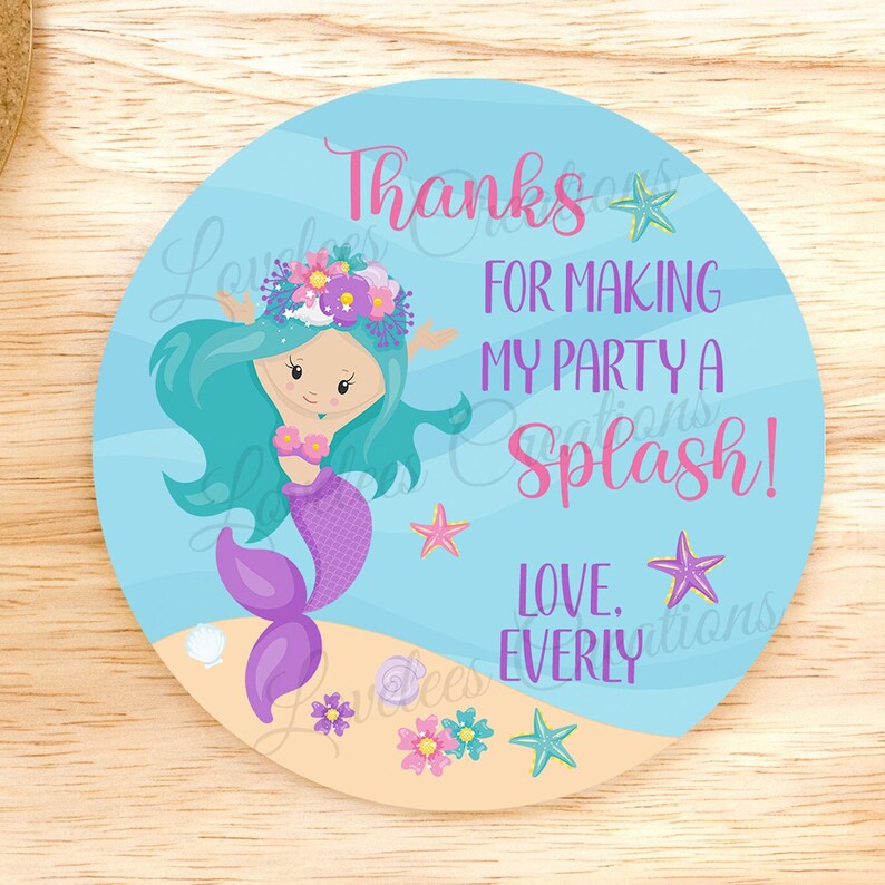 Mermaid Birthday Label Mermaid Birthday Sticker Birthday - Etsy