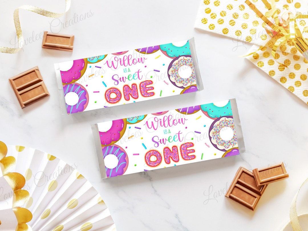 Sweet One First Birthday Chocolate Bar Wrapper, Donut 1st Birthday ...