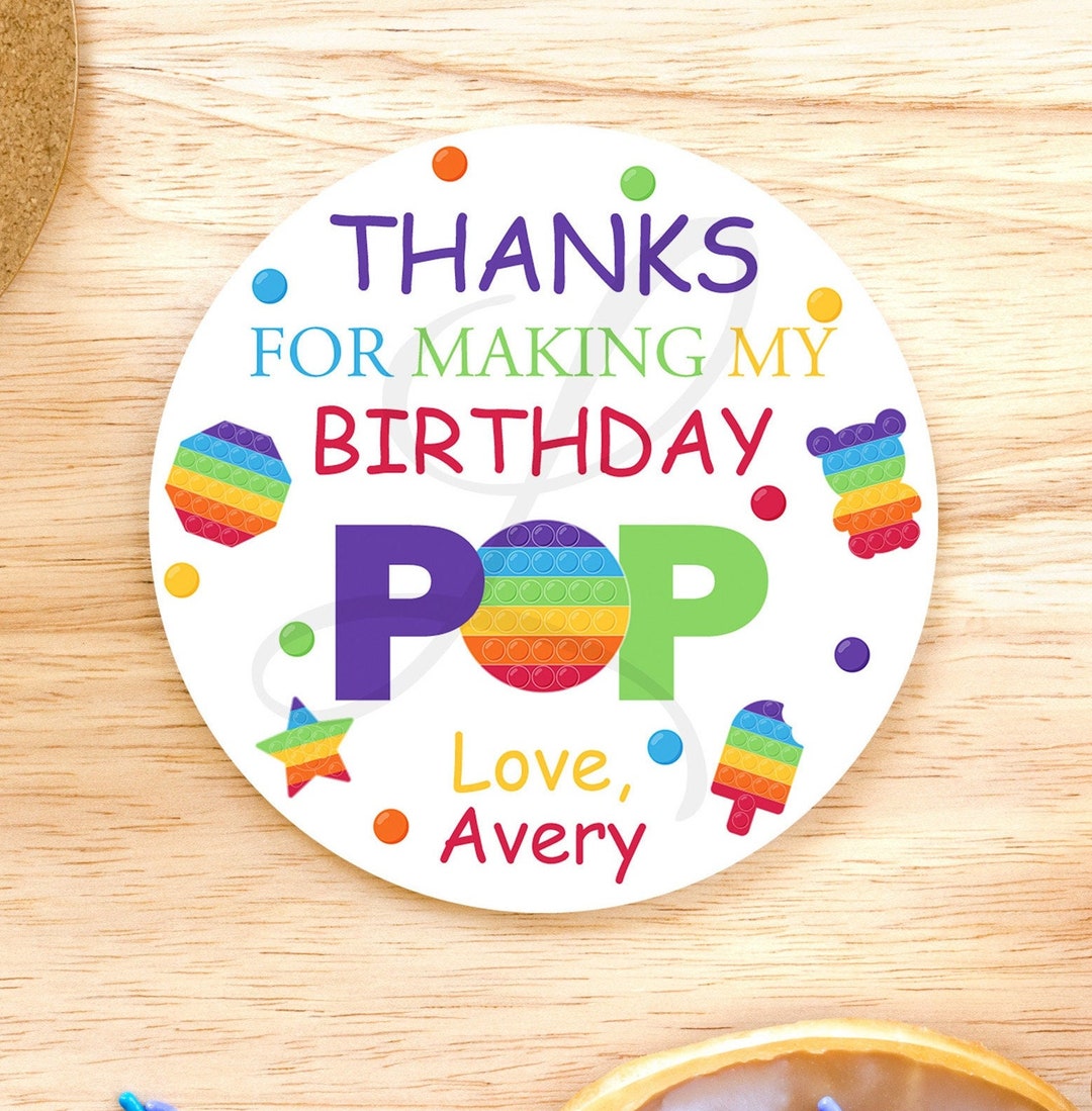 Personalized Pop It Birthday Sticker, Custom Pop It Birthday Label ...